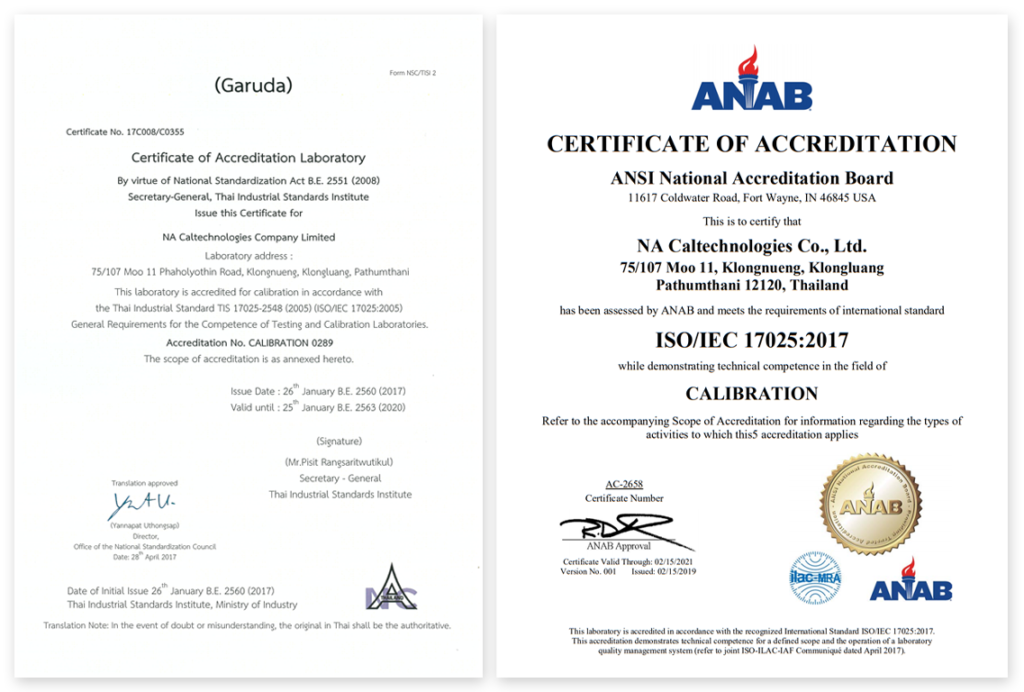 Calibration Laboratory – NA Caltechnologies Co.,Ltd.