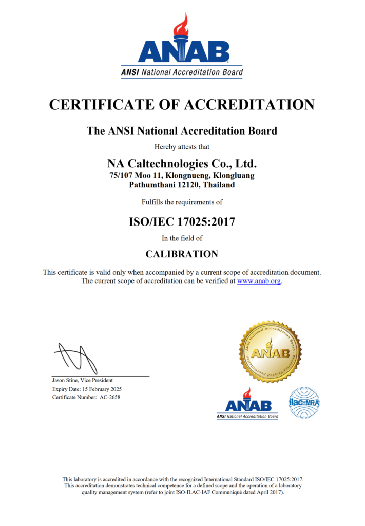 Accreditation Certificate – NA Caltechnologies Co.,Ltd.
